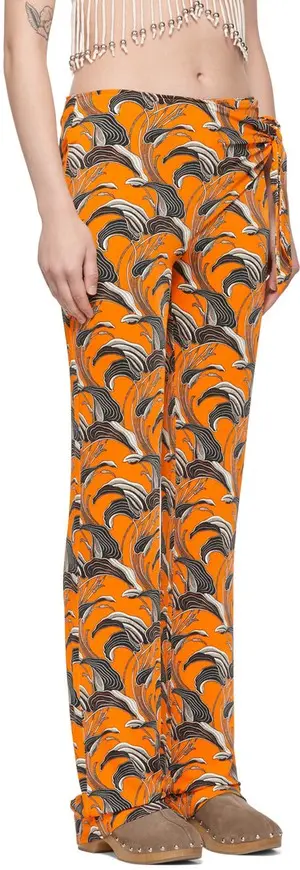 Rabanne Abstract Printed Tie-detailed Trousers