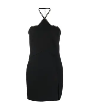 MSGM Crystal-embellished Halterneck Mini Dress