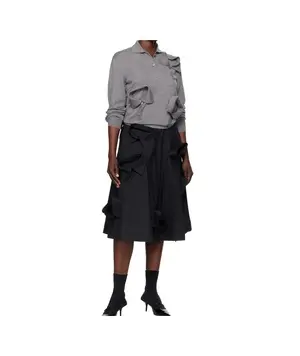Moschino Stretch-cotton Poplin Midi Skirt With Appliqué Detailing