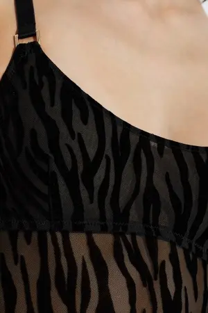 HEIST STUDIOS Nieve Bodysuit With Animal Print Velvet