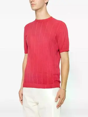 JEORDIE'S Ribbed Knit Short-sleeve Sweater - Red