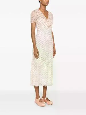 N°21 Beige Polka Dot Midi Dress