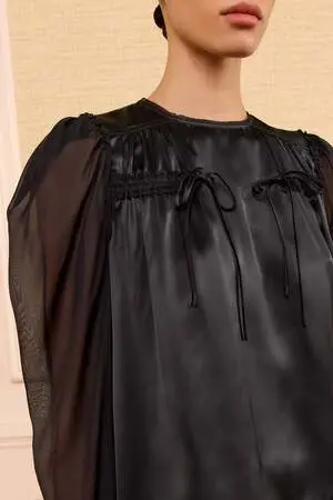 Ulla Johnson Odette Silk Blouse With Chiffon Sleeves - Noir