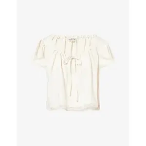 LENY Nunu Lace-trim Woven Top - Pearl