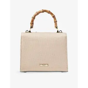 ASPINAL OF LONDON Mayfair Embroidered Raffia Midi Bag