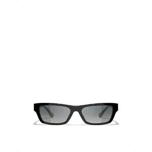 Chanel Rectangular-frame Acetate Sunglasses - Black
