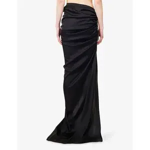 Rick Owens Side-slit Satin Maxi Skirt - Black
