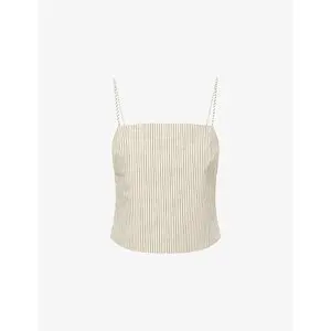 4TH & RECKLESS Elina Cotton Striped Tie-back Crop Top
