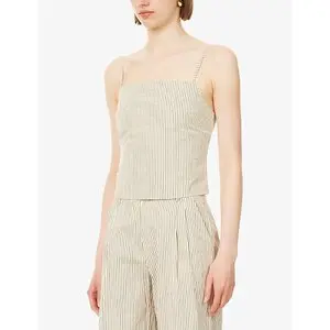 4TH & RECKLESS Elina Cotton Striped Tie-back Crop Top