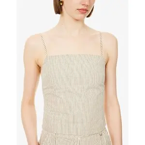 4TH & RECKLESS Elina Cotton Striped Tie-back Crop Top