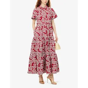 Erdem Floral Embroidered Tiered Midi Dress