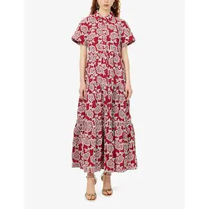 Erdem Floral Embroidered Tiered Midi Dress