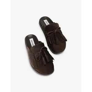 Steve Madden Maurea Suede Mules With Tassel Embellishment - Dark Brown