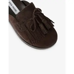 Steve Madden Maurea Suede Mules With Tassel Embellishment - Dark Brown