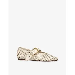 Zimmermann Helix Ballerina Leather Flats With Braided Design And Ankle Buckle - Bone