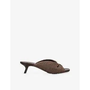 Loewe Raffia-effect Mules With Engraved Anagram Hardware