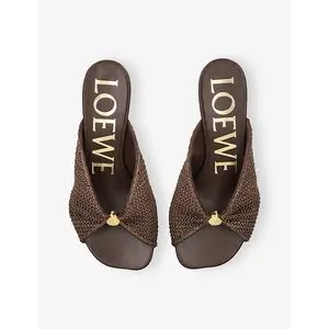 Loewe Raffia-effect Mules With Engraved Anagram Hardware