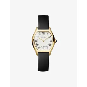Cartier Tortue 18ct And Leather Strap Quartz Watch - Yellow Gold