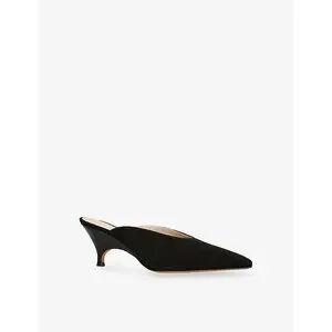 Le Monde Beryl Suede Kitten Heel Mules - Black