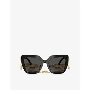Dolce & Gabbana Square Frame Acetate Sunglasses With Chain Embellishment - Black