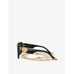Dolce & Gabbana Square Frame Acetate Sunglasses With Chain Embellishment - Black