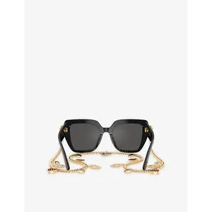 Dolce & Gabbana Square Frame Acetate Sunglasses With Chain Embellishment - Black