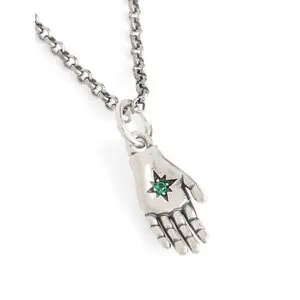 SERGE DENIMES Sterling Hand Pendant Necklace With Cubic Zirconia