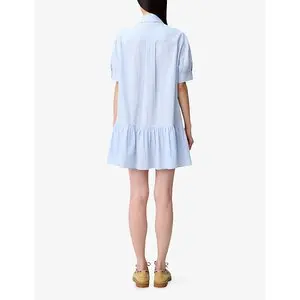Claudie Pierlot Checked Cotton Mini Dress With Lace-up Detail