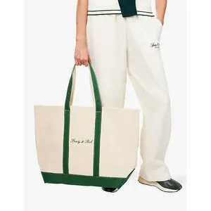 SPORTY & RICH Large Canvas Tote Bag With Embroidered Logo