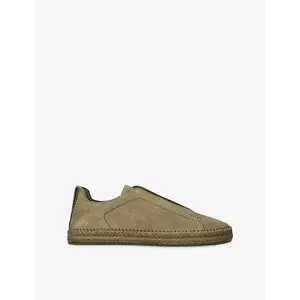 Zegna Triple Stitch Suede Espadrilles - Mid Green