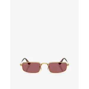 Ray-ban Rectangle Frame Metal Sunglasses - Gold