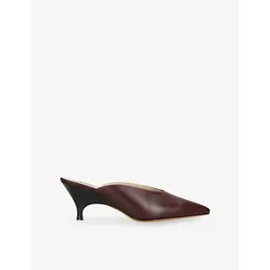 Le Monde Beryl Petra Heeled Leather Mules - Wine