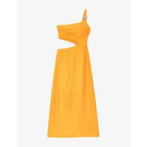 Maje Asymmetrical Cut-out Maxi Dress - Orange