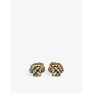 Burberry Rhinestone Embellished Checked Woven Mules