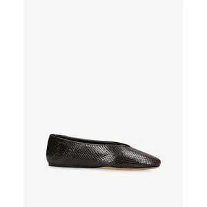 Le Monde Beryl Classic Regency Leather Ballet Flats With Pointed Toe And Embossed Finish - Mult/other