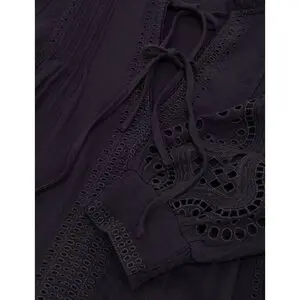 REISS Gia Cotton Cheesecloth Mini Dress - Navy