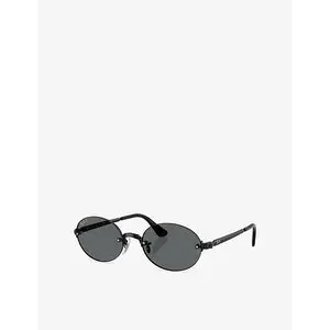 Ray-ban Oval-frame Metal Sunglasses - Black