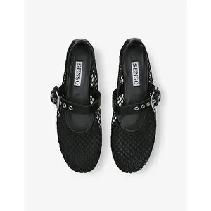Senso Carina Woven Ballet Flats With Mary Jane Strap - Black