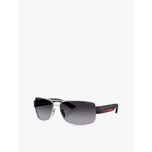 Prada Rectangular-frame Metal Sunglasses - Silver