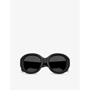 Burberry Acetate Round Frame Sunglasses - Black