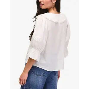 RO&ZO Ruffled Cheesecloth Cotton Blouse