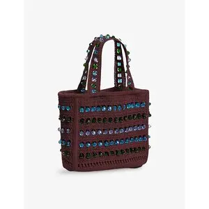 Sandro Beaded Crochet Top Handle Bag