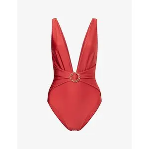 Zimmermann Roselight Plunge Chain One-piece Swimsuit