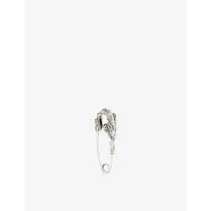 Emanuele Bicocchi Sterling Safety Pin Rose Motif Drop Earring