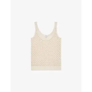 REISS Colette Knitted Linen Vest - Ivory