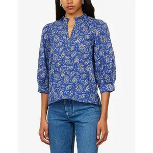 ME+EM Paisley Print Frill Collar Cotton Blouse