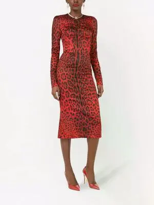 Dolce & Gabbana Leopard Print Midi Dress