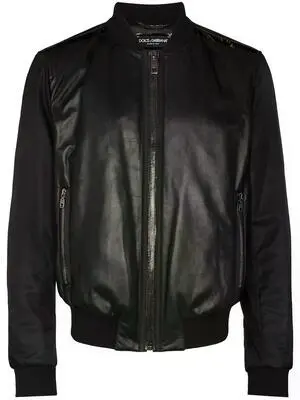 Dolce & Gabbana Panelled Leather Bomber Jacket