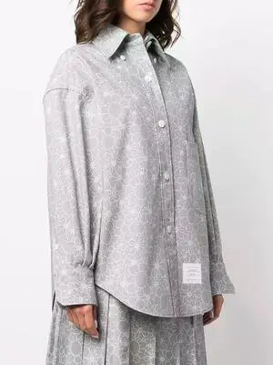 Thom Browne Floral-print Oversized Cotton Shirt