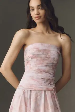 Bhldn Strapless Chiffon Maxi Dress